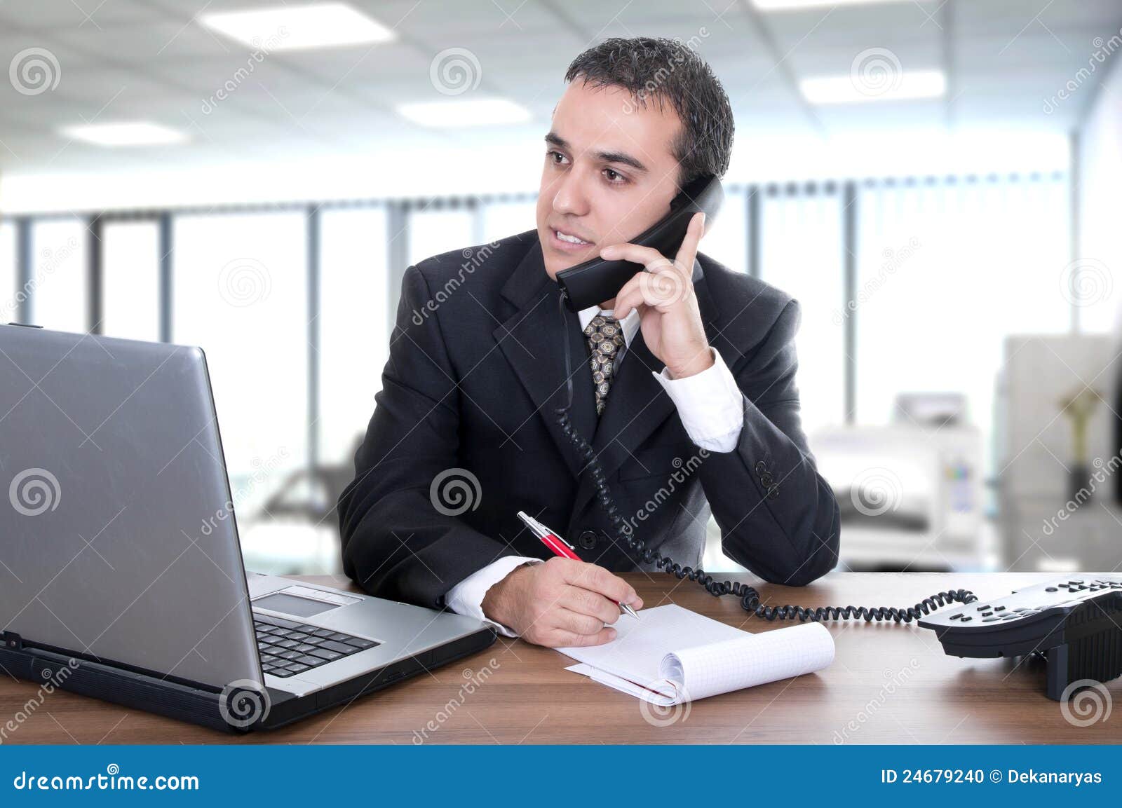 Young Businessman in Office Stock Photo - Image of male, executive ...