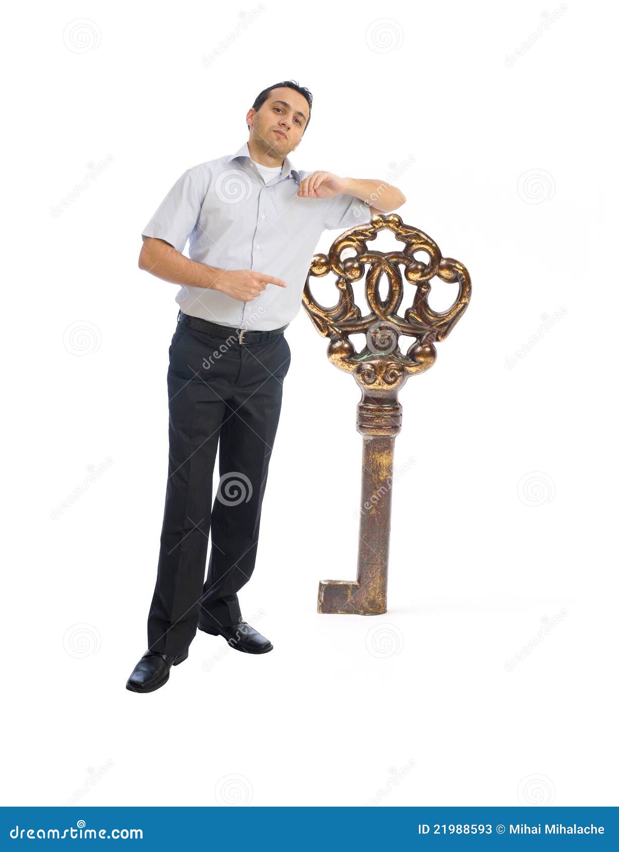 Young Businessman with Old Key Stock Image - Image of concept, people ...