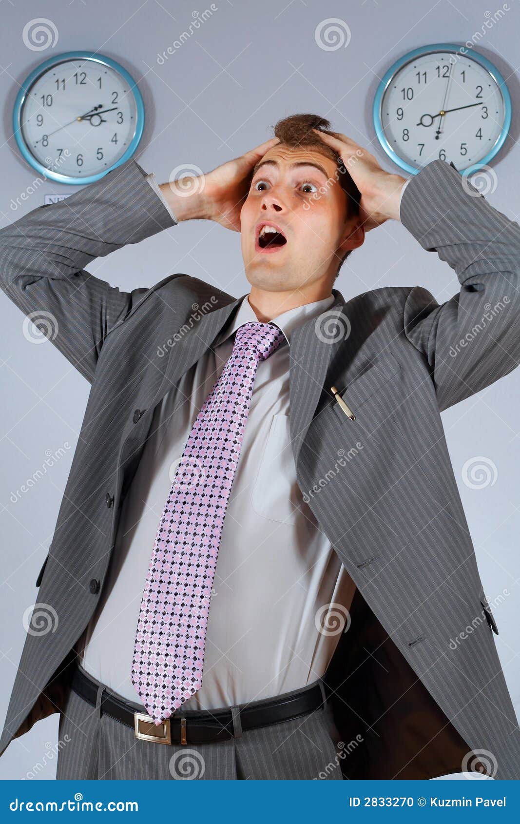 Young businessman in panic stock photo. Image of busy - 2833270