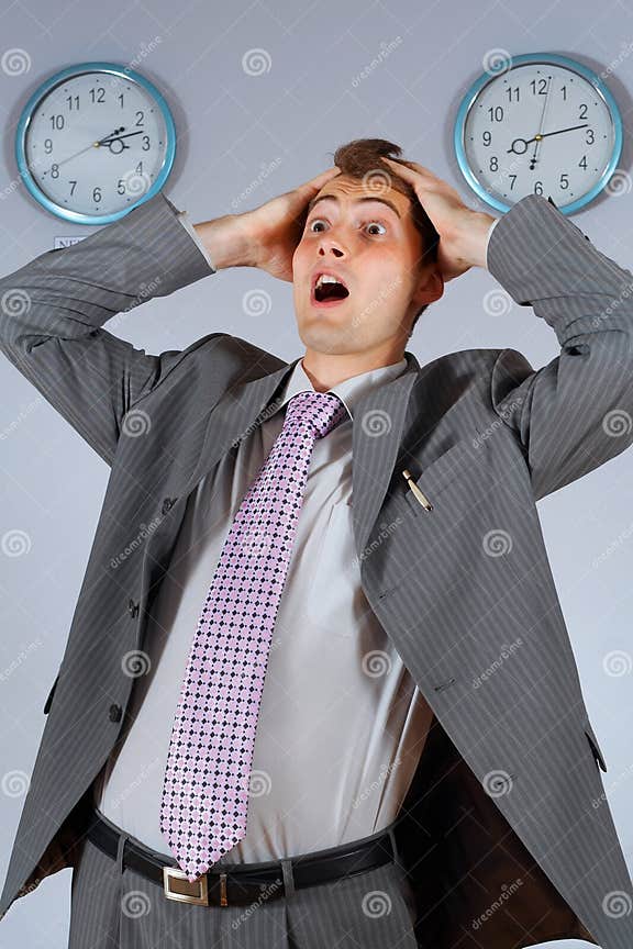 Young businessman in panic stock photo. Image of busy - 2833270