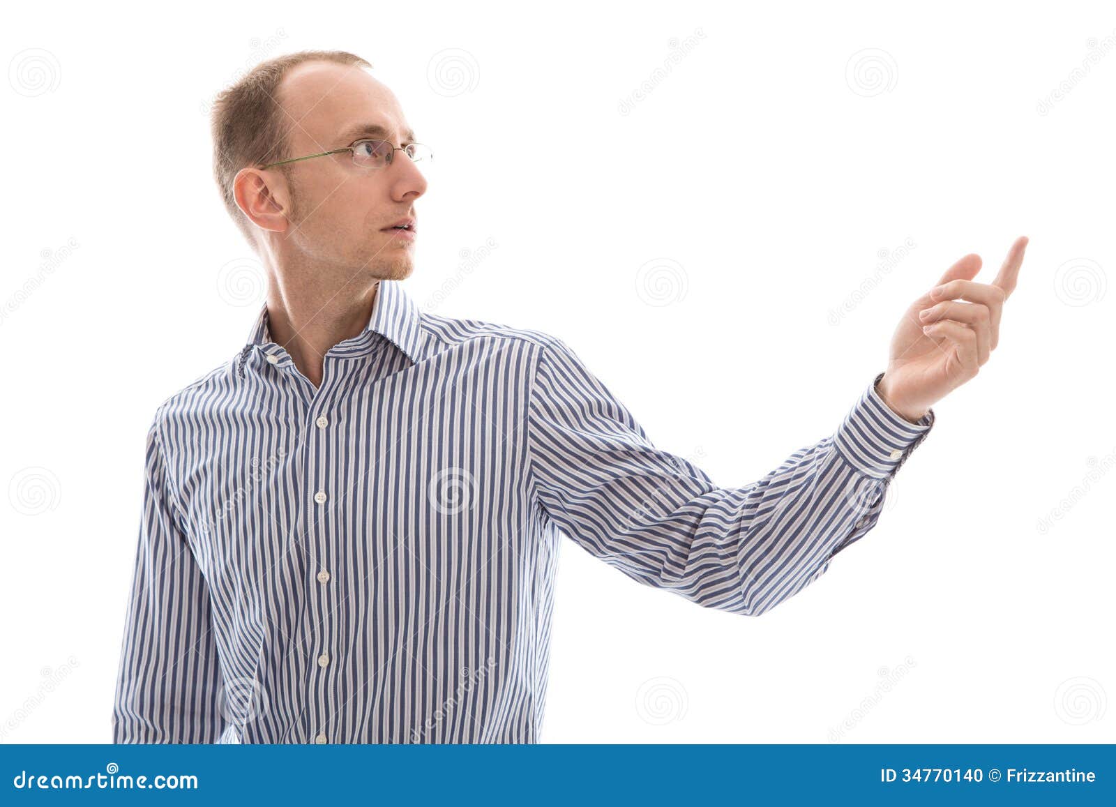 Young Businessman Pointing and Looking Back at .. Stock Photo - Image ...