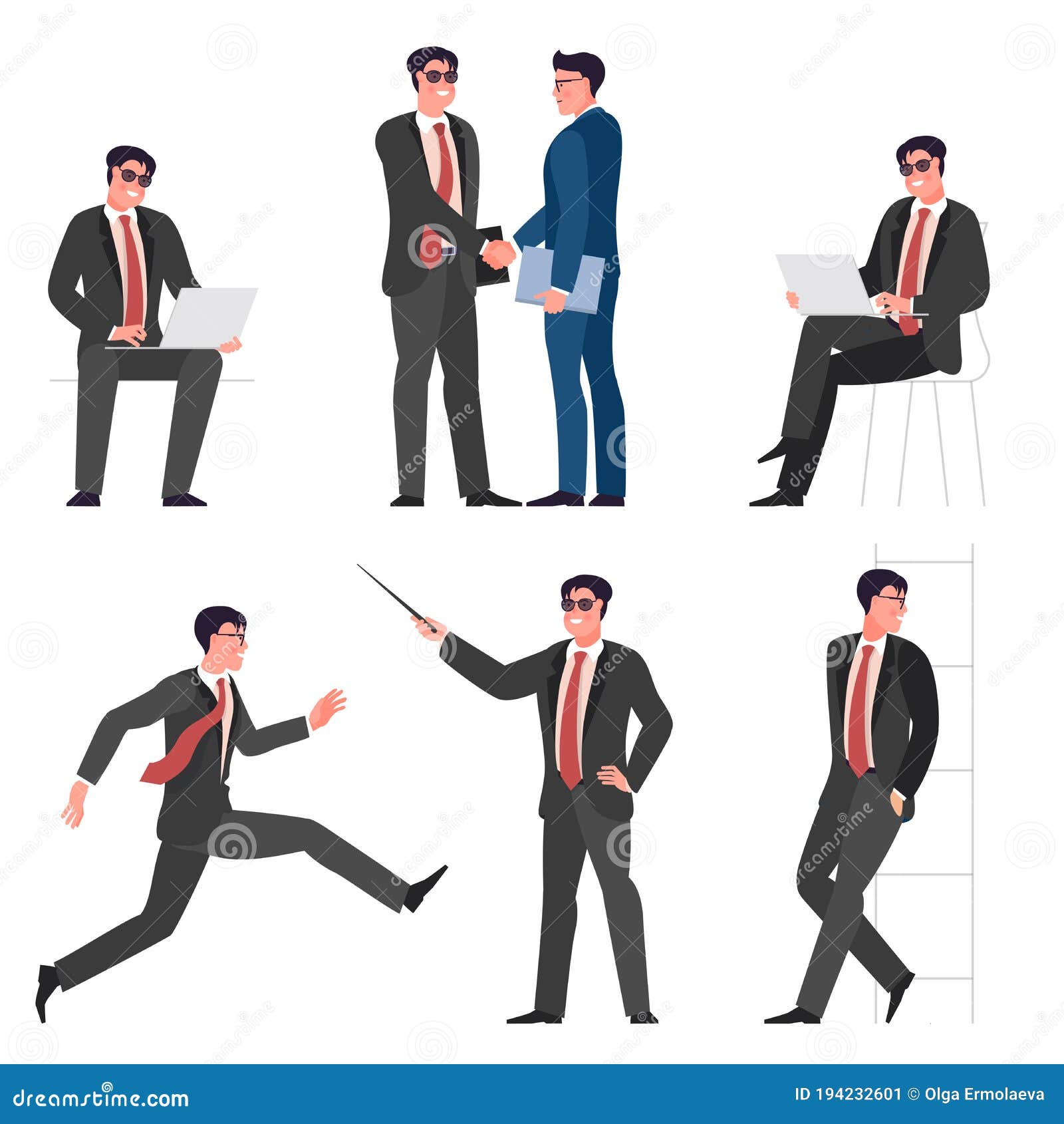 Young businessman pose set stock vector. Illustration of entrepreneur ...