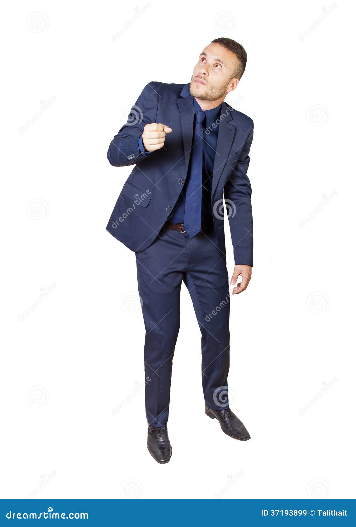 Young Businessman in a Position To Protect Himself from Something Stock ...