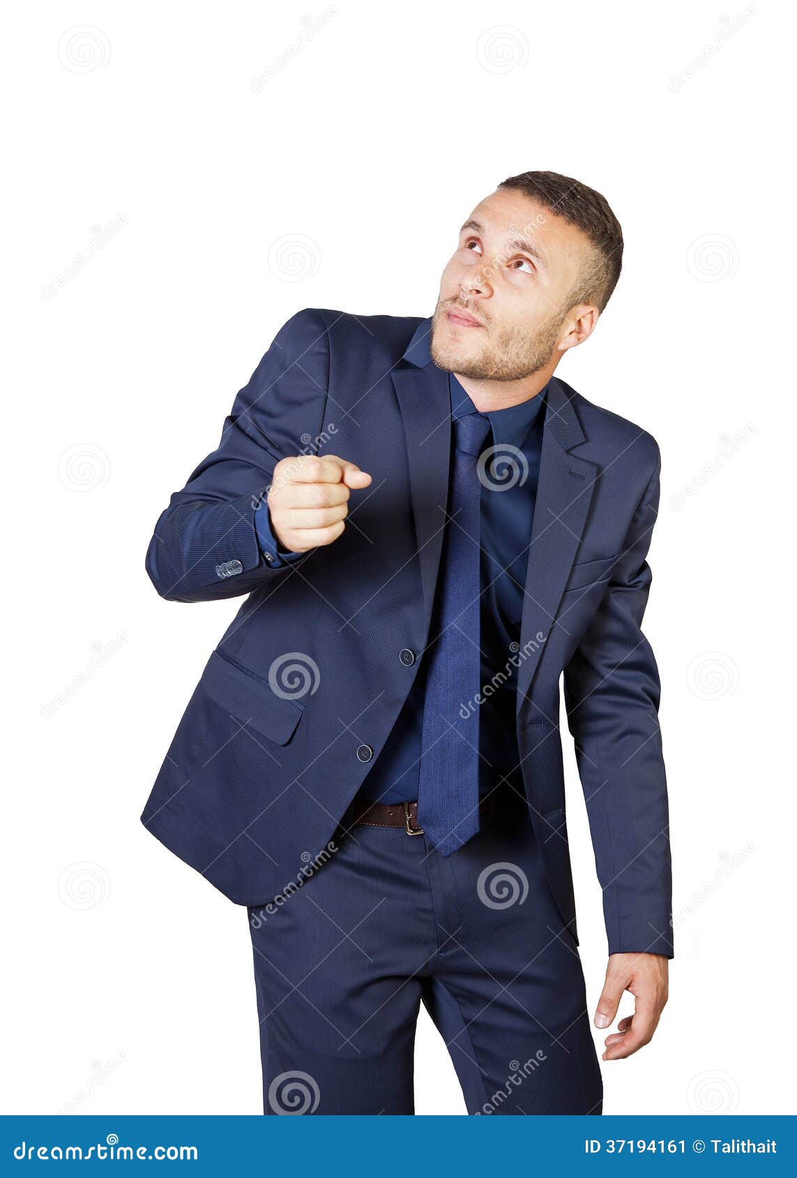 Young Businessman in a Position To Protect Himself Stock Image - Image ...
