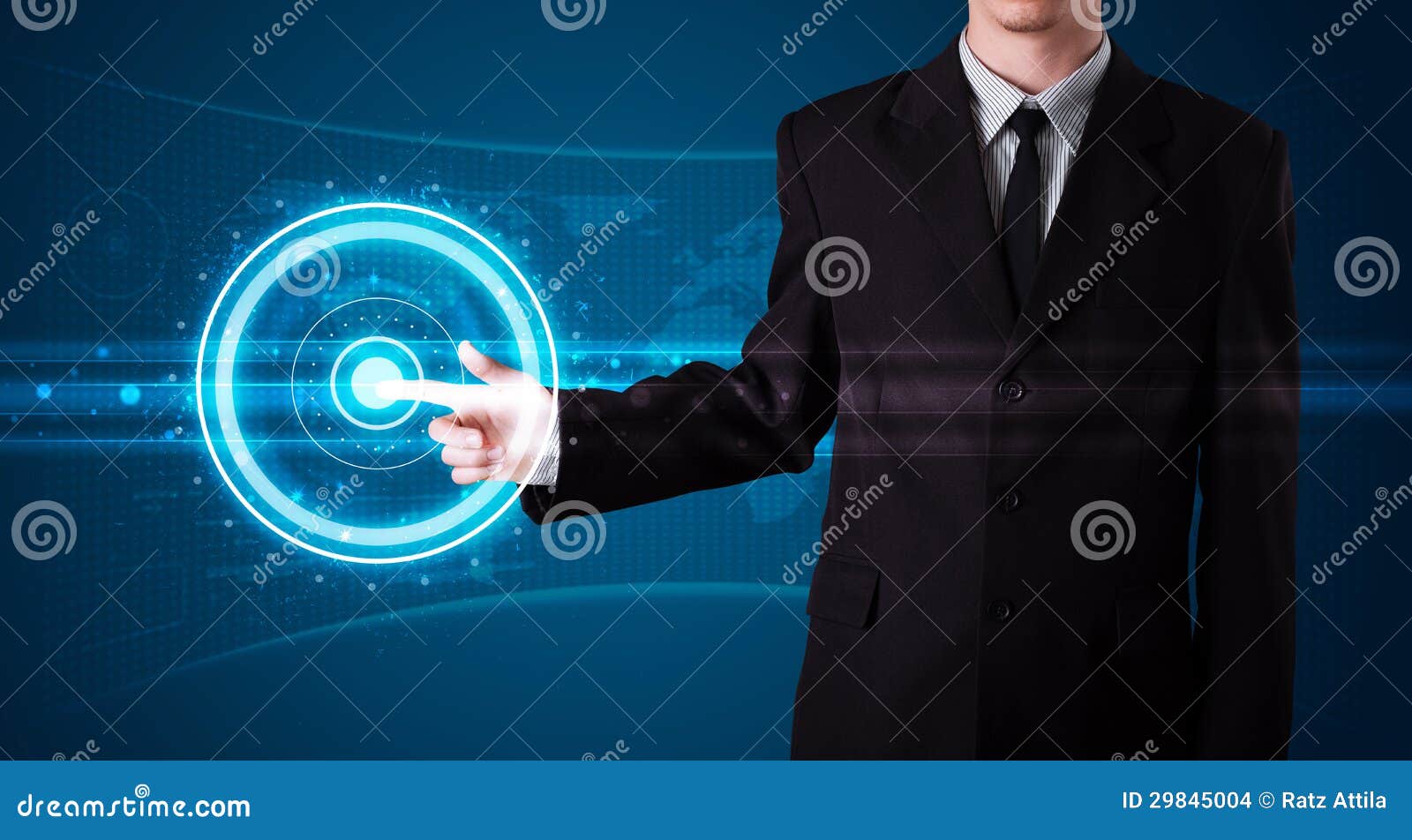 Businessman Pressing High Tech Type of Modern Buttons Stock Photo ...