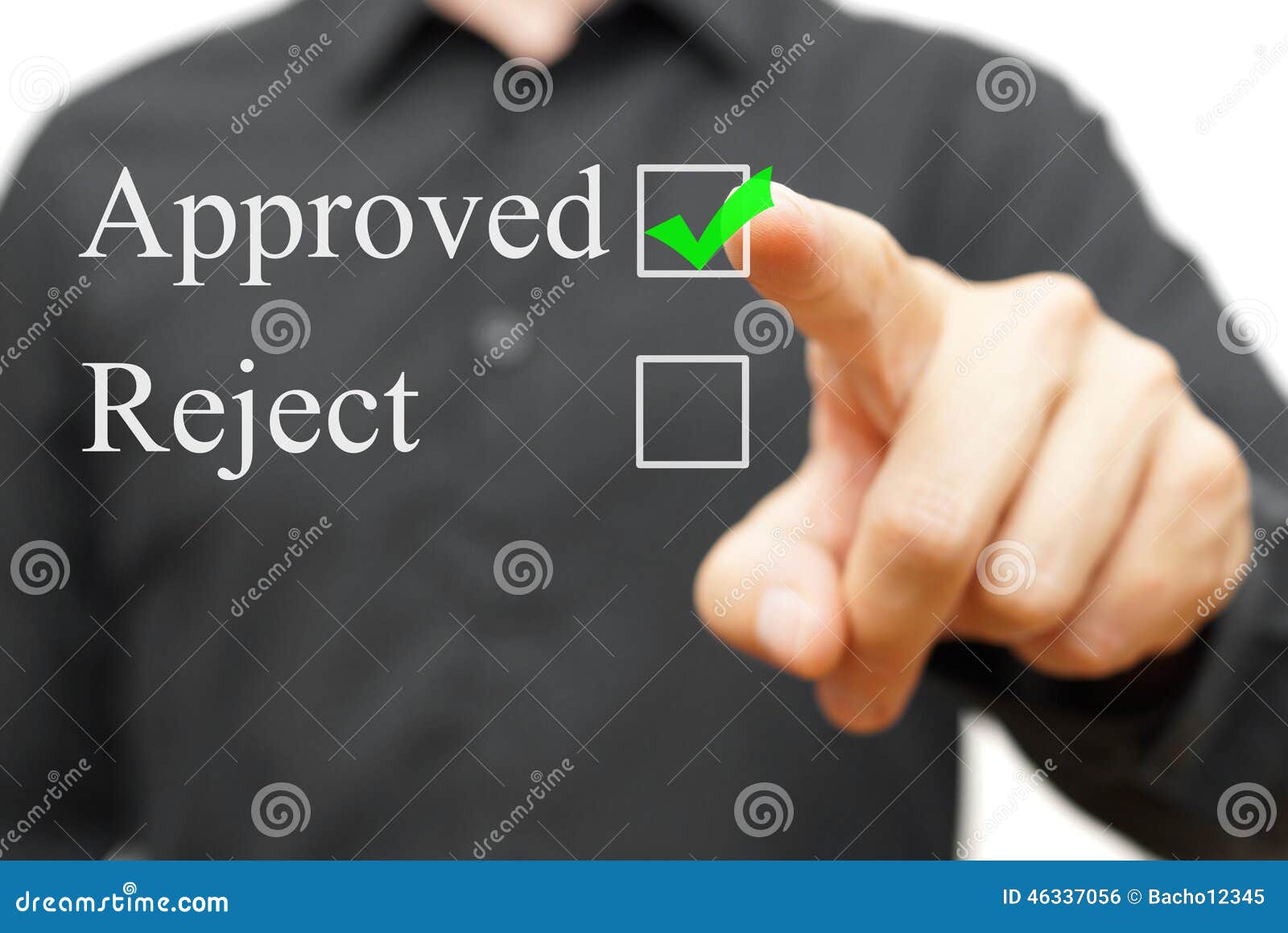Young Businessman Pressing Mark Approved Stock Illustration ...