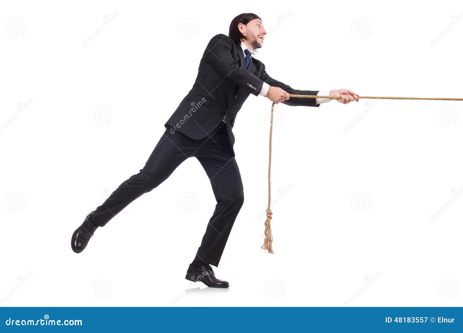 Young Businessman Pulling Rope Isolated Stock Image - Image of ...