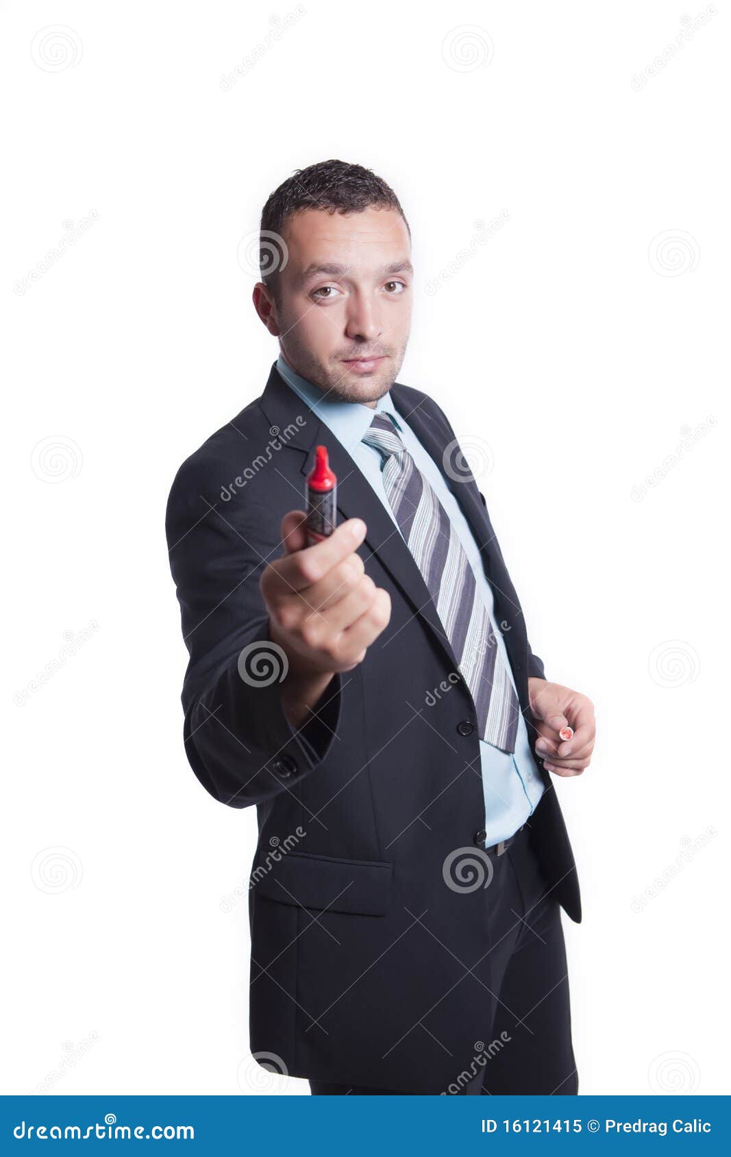 Young Businessman with Red Marker Stock Image - Image of businessman ...