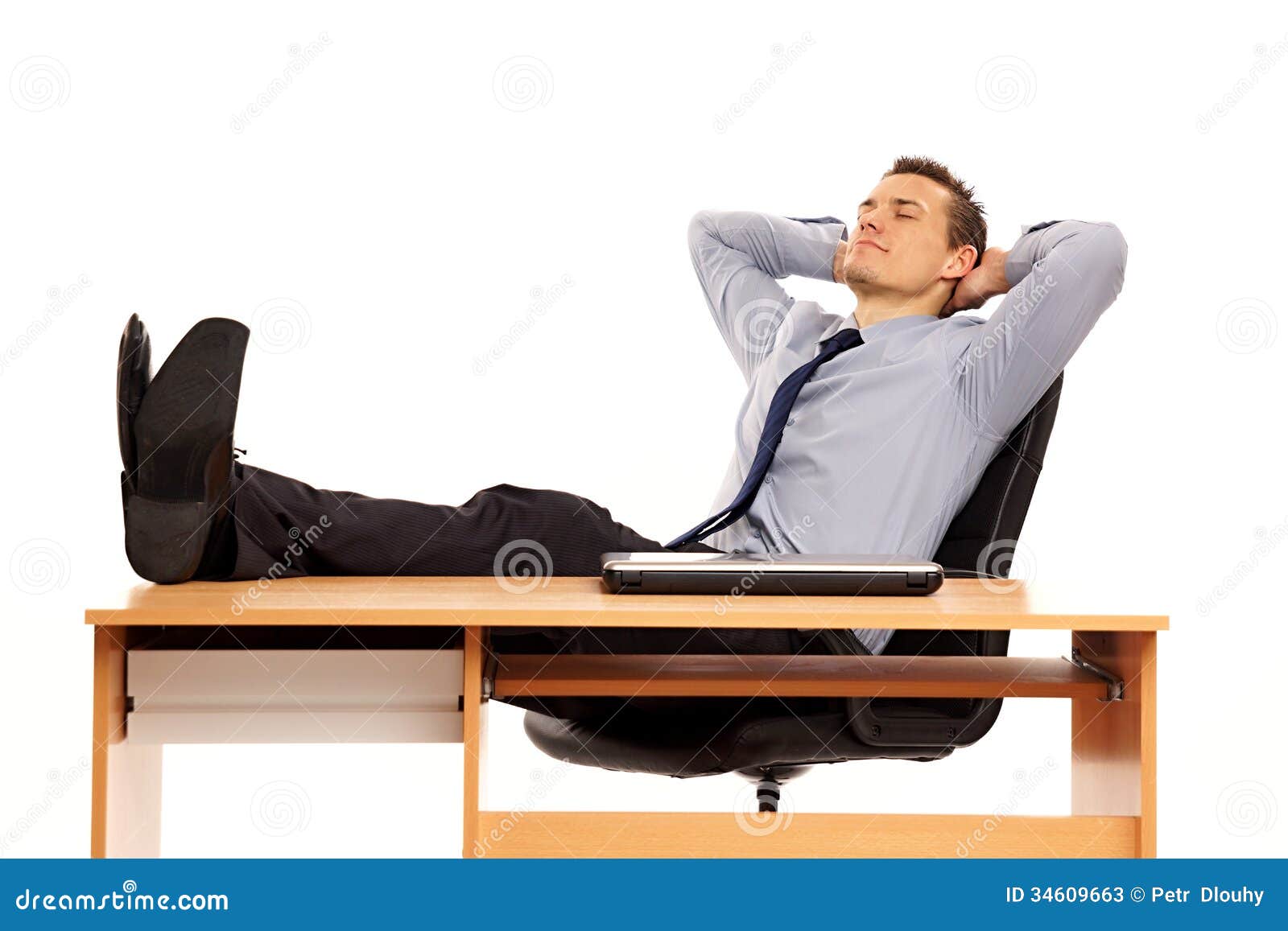 Young Businessman Relaxing at Work. Stock Image - Image of foot, hair ...