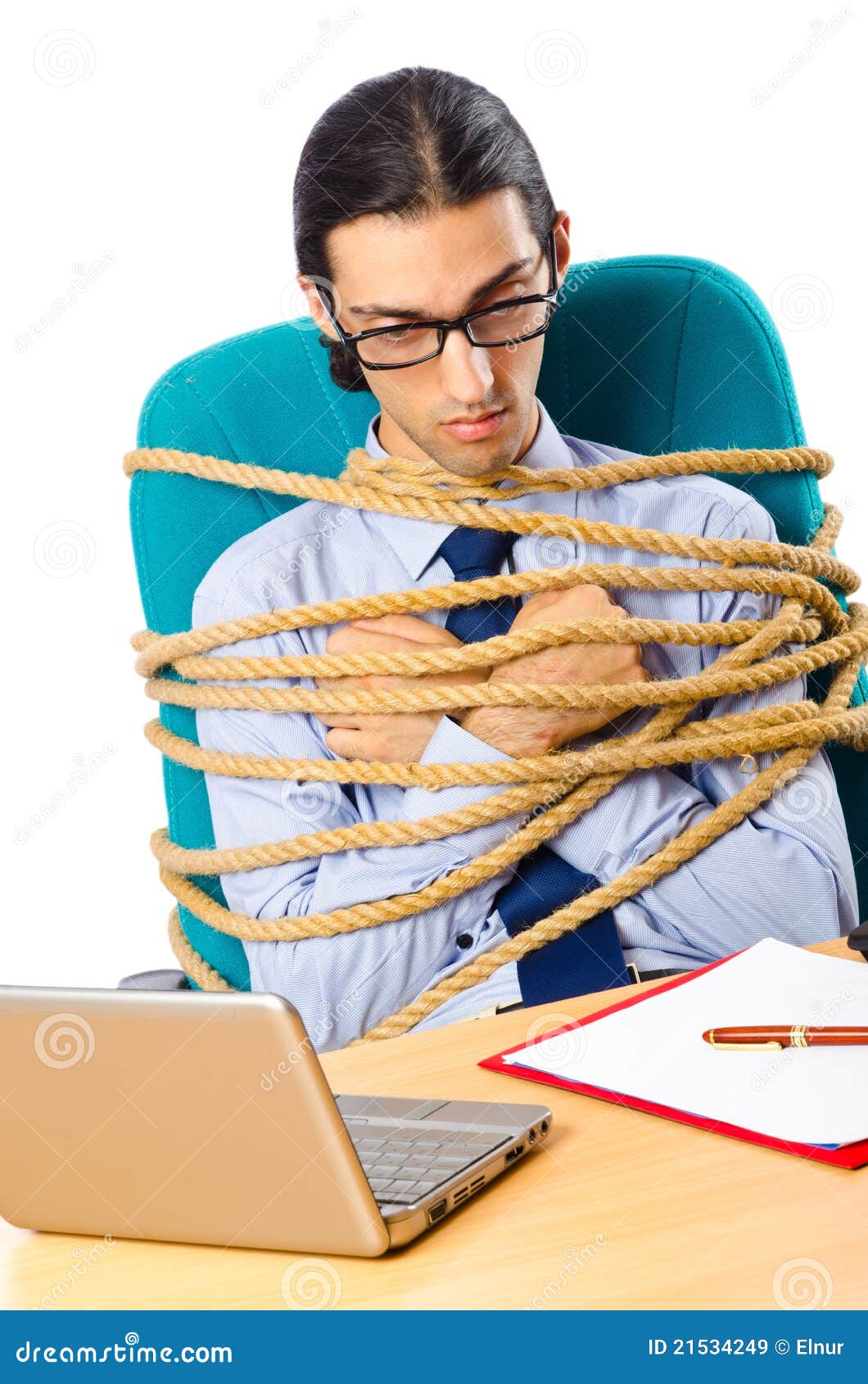 Young Businessman with Rope Stock Image - Image of chain, frustration ...