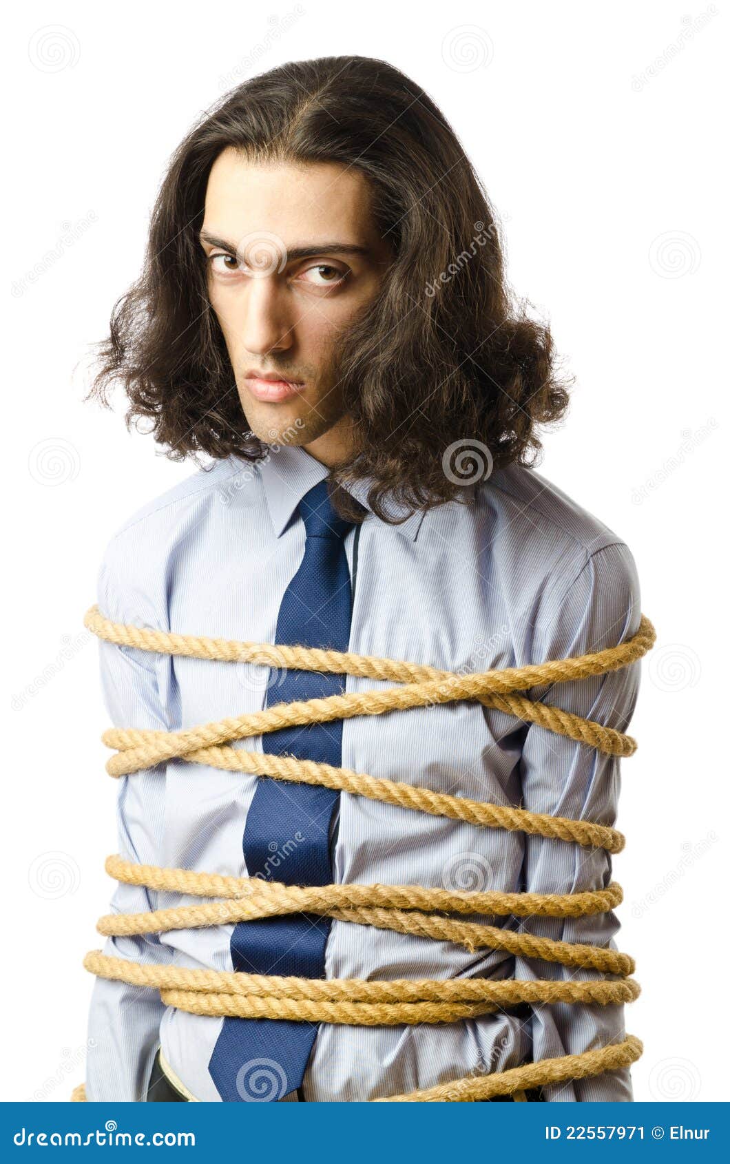 Young Businessman with Rope Stock Image - Image of criminal, prisoner ...