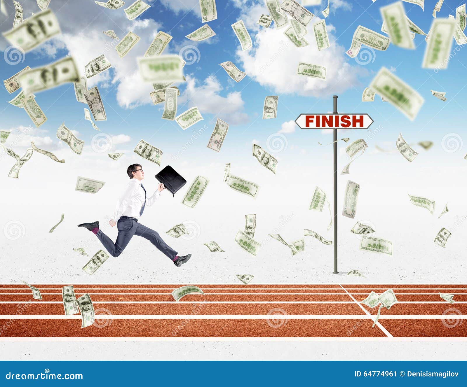 A Young Businessman Running Forward with a Black Folder in Hand ...