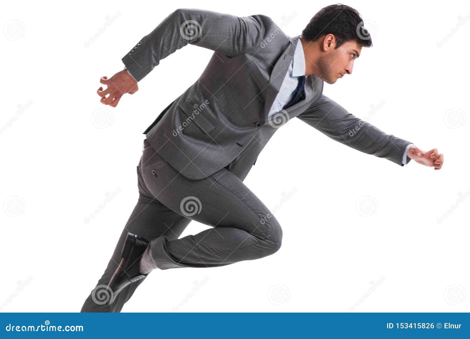 Young Businessman Running Forward Isolated on White Stock Photo - Image ...