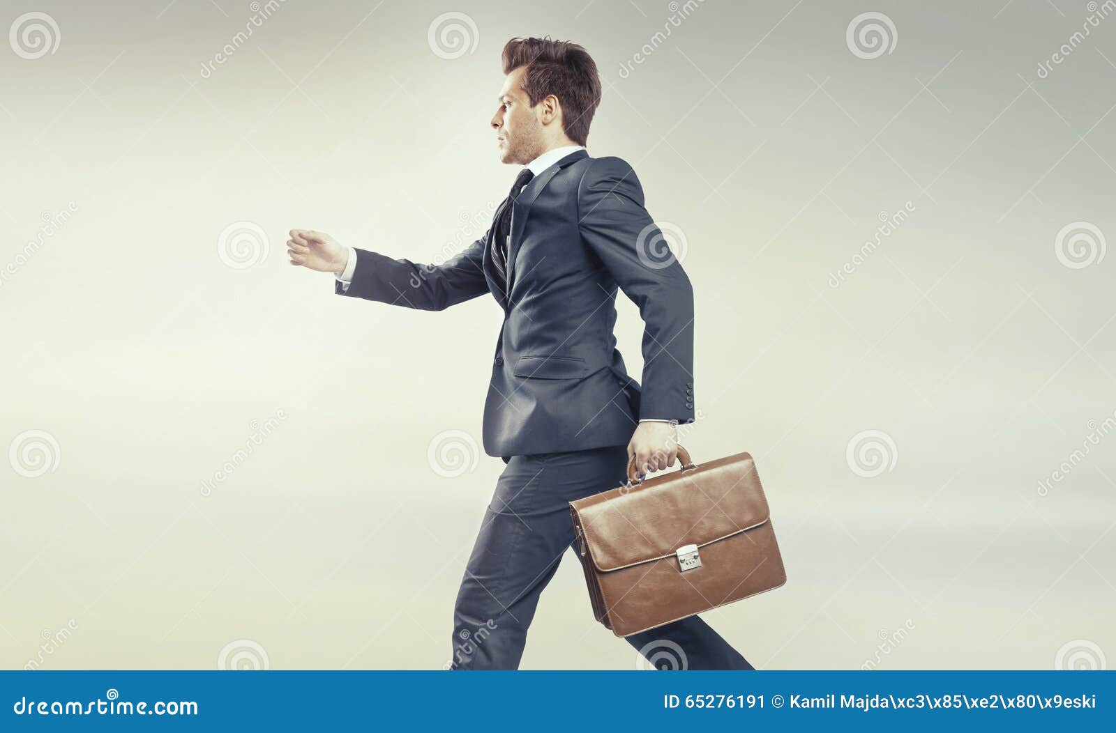 Young Businessman Running into His Career Stock Image - Image of ...