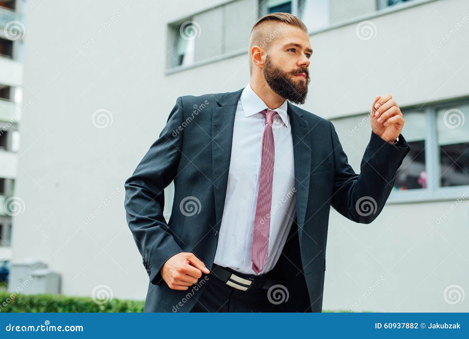 Young Businessman Running To His Office. he is Late for Work. Stock ...