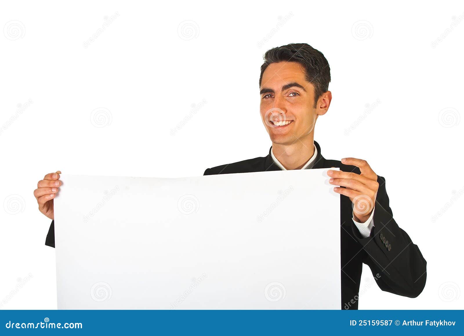 Young Businessman is Showing the Advertisement. Stock Image - Image of ...