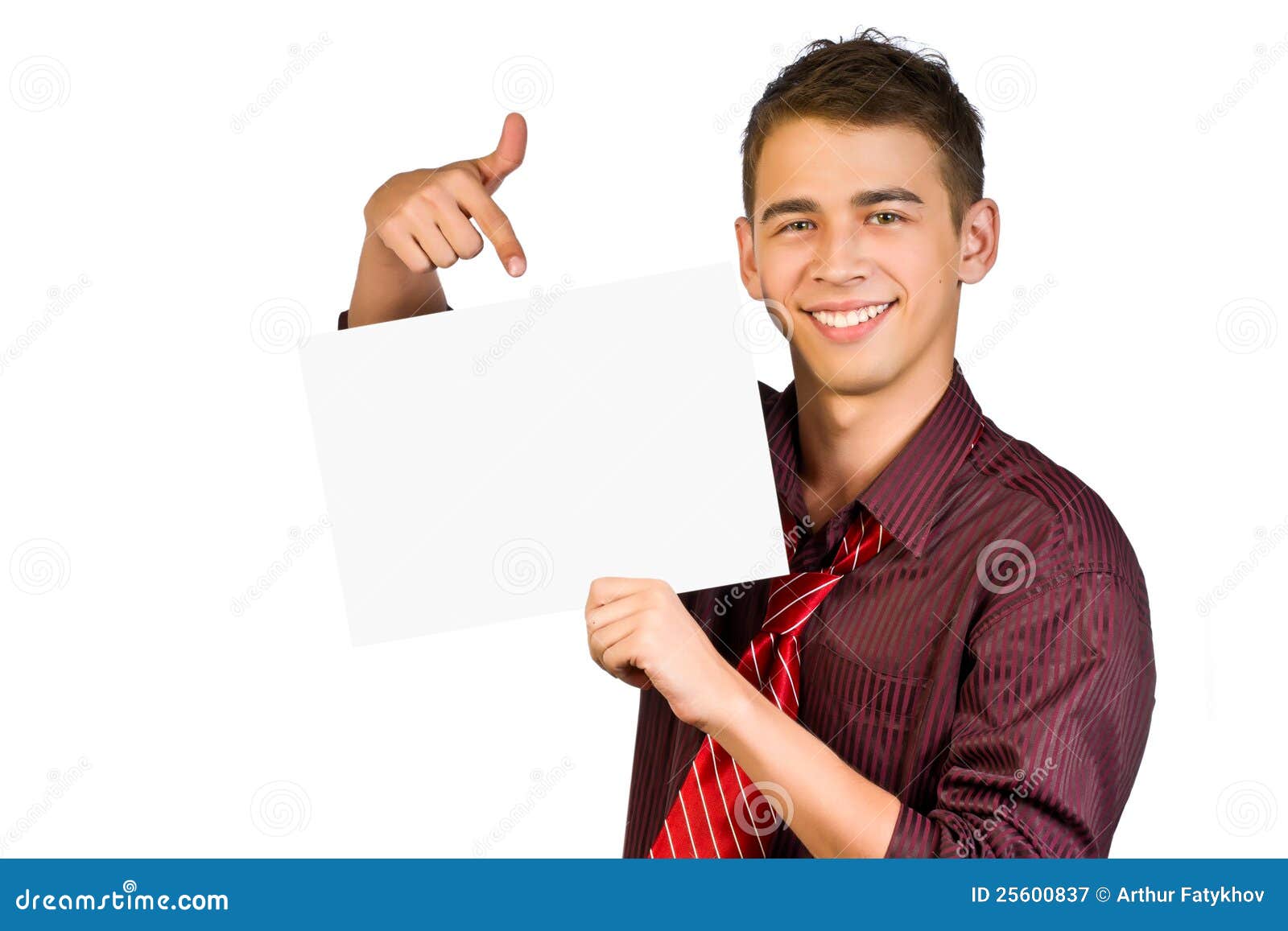 Young Businessman is Showing the Advertisement. Stock Image - Image of ...