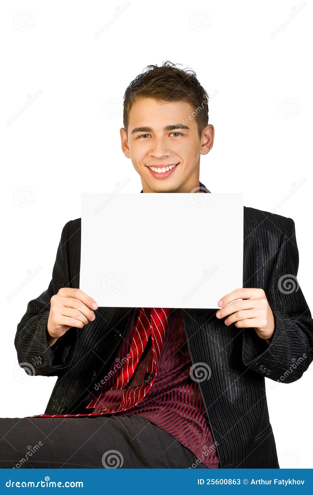 Young Businessman is Showing the Advertisement. Stock Image - Image of ...
