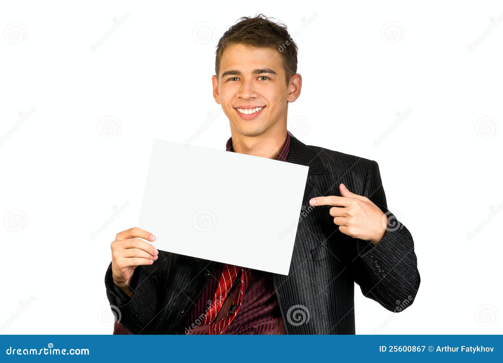 Young Businessman is Showing the Advertisement. Stock Image - Image of ...