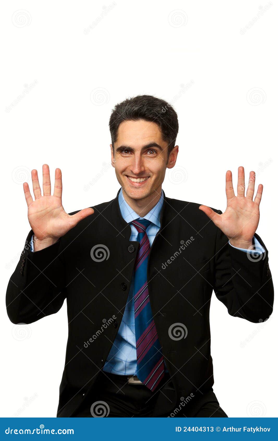 Young Businessman is Showing Hand Signs. Stock Image - Image of modern ...