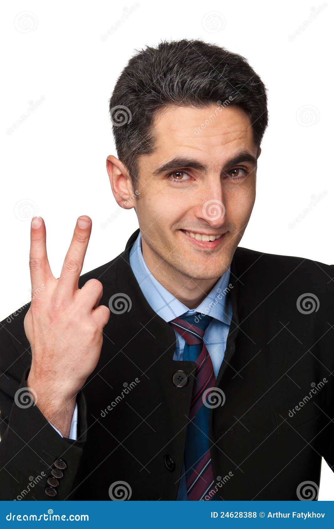 Young Businessman is Showing Hand Signs. Stock Photo - Image of ...