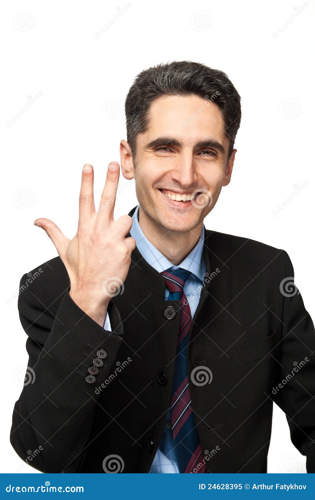 Young Businessman is Showing Hand Signs. Stock Image - Image of palm ...