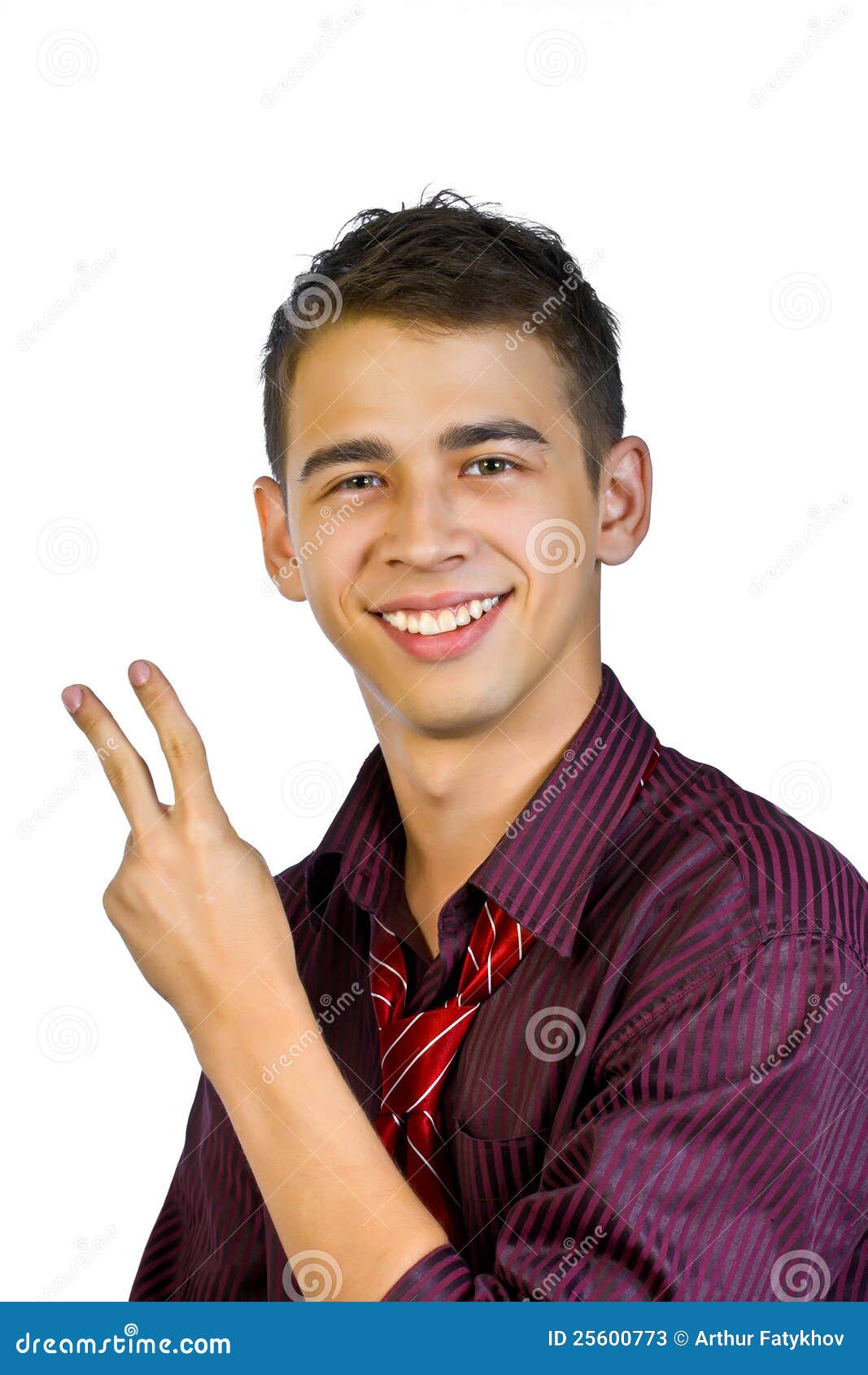 Young Businessman is Showing Hand Signs. Stock Image - Image of symbol ...
