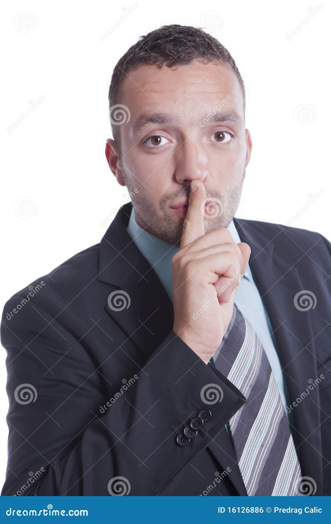 Young Businessman with Silent Sign Stock Photo - Image of silently ...