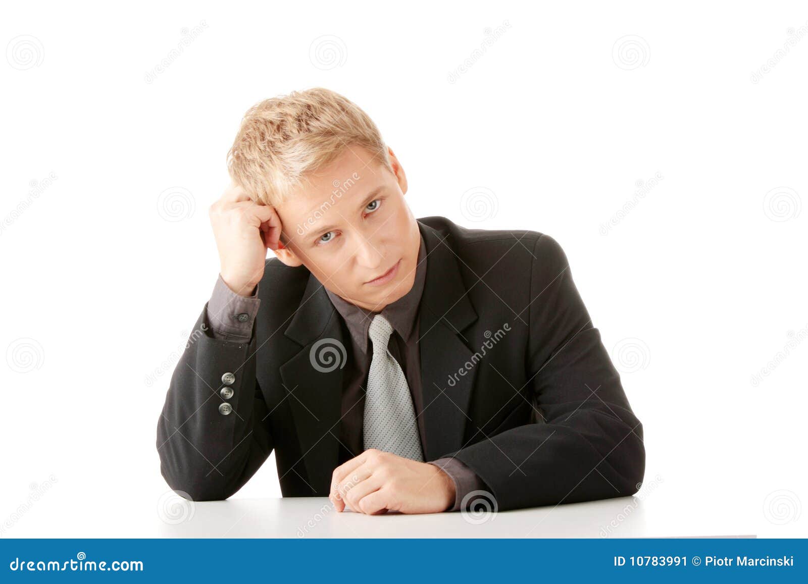 Young Businessman Sitting Behind the Desk Stock Image - Image of ...
