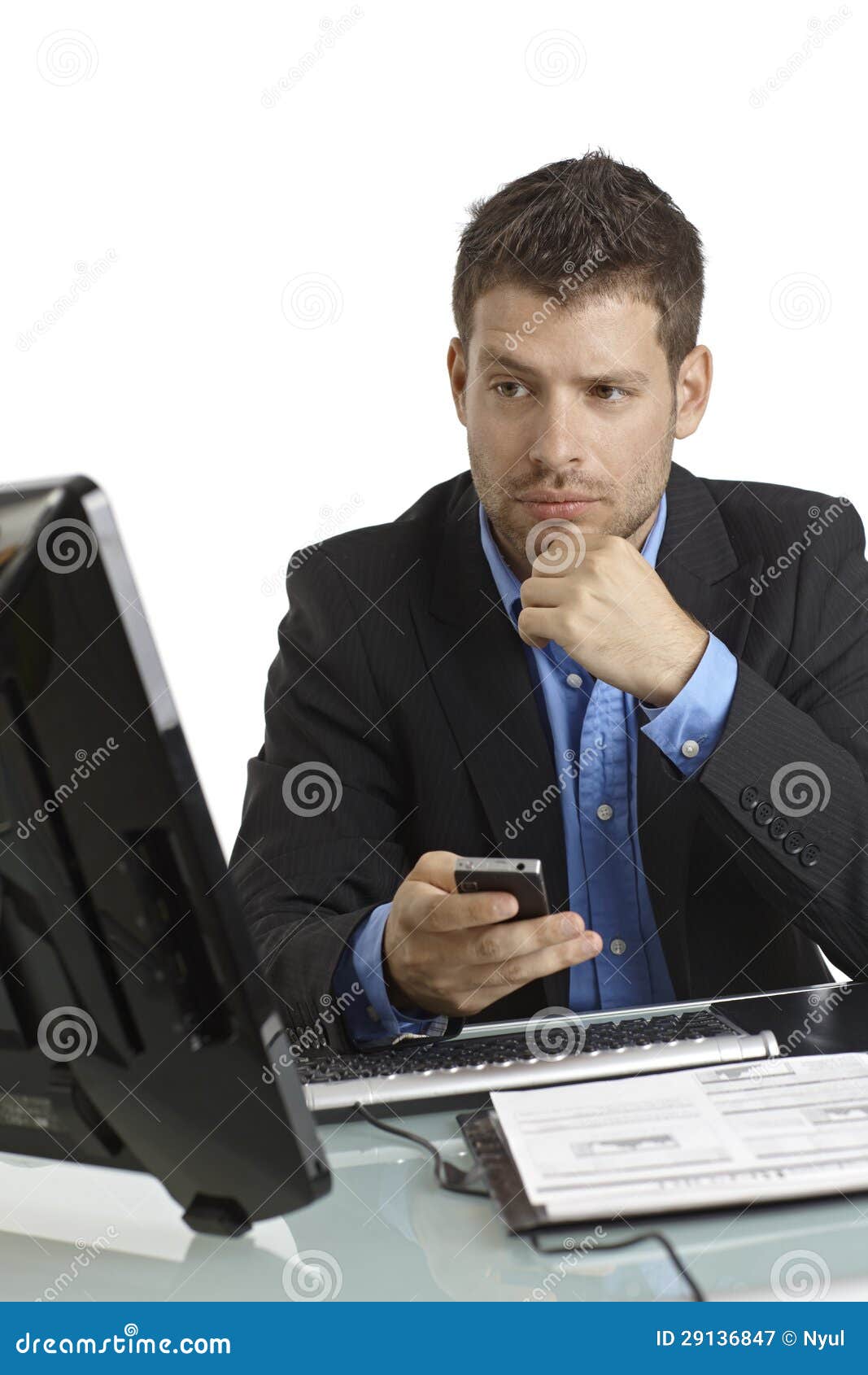 Young Businessman Starting Phone Call Stock Image - Image of cellphone ...