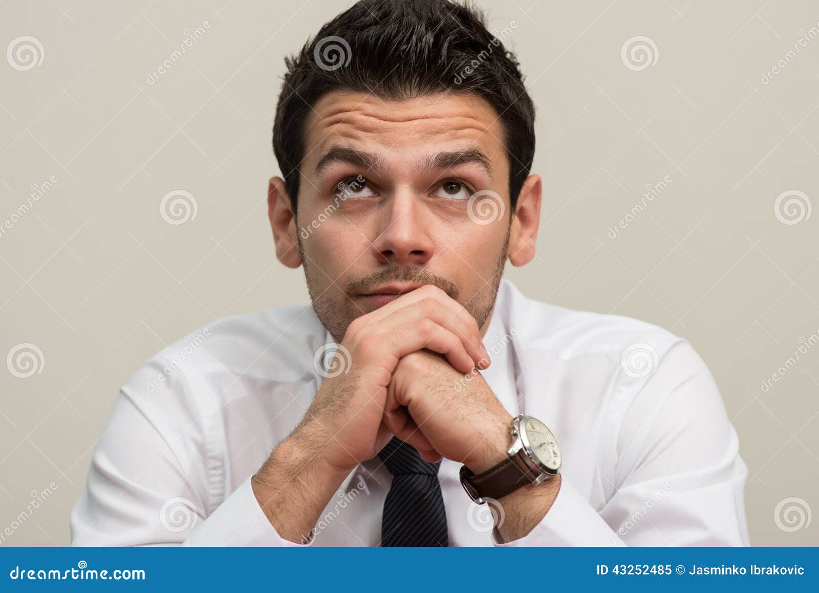 Young Businessman Stressful in the Office Stock Image - Image of hand ...