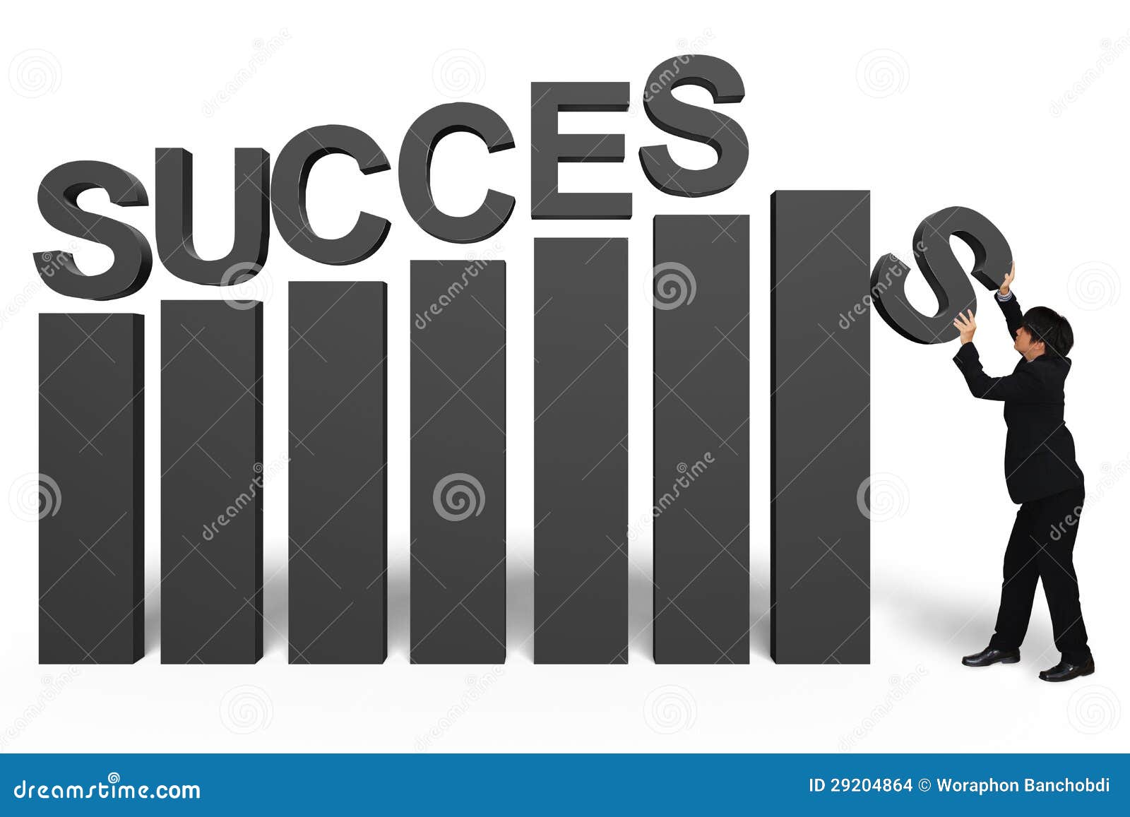 Young Businessman with Success 3d Text Stock Photo - Image of character ...