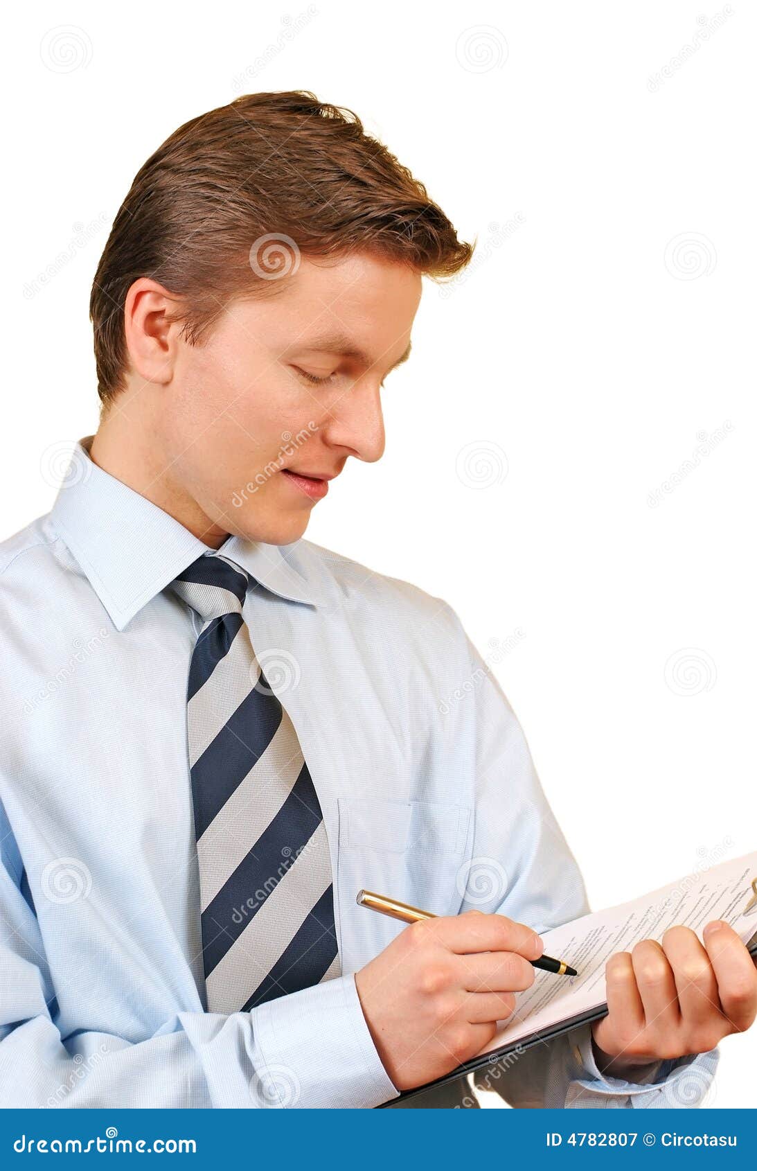 Young Businessman Taking Notes Stock Image - Image of insurance ...