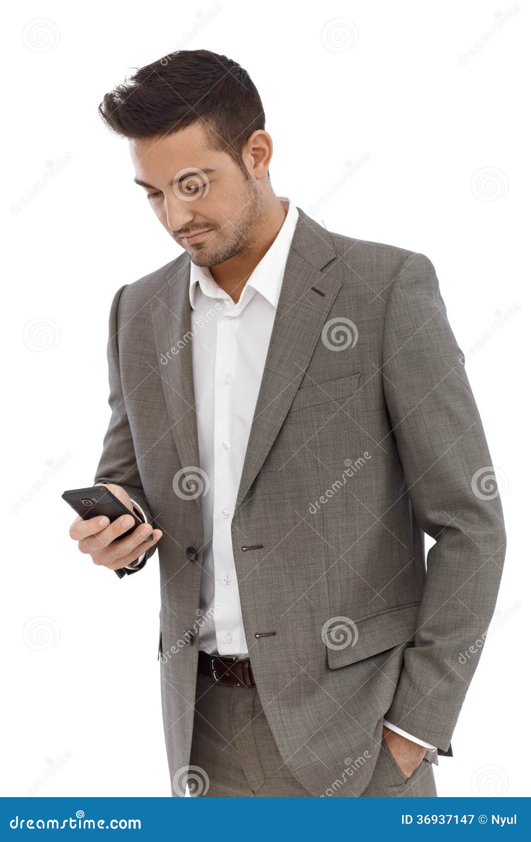 Young Businessman Texting on Mobilephone Stock Image - Image of ...
