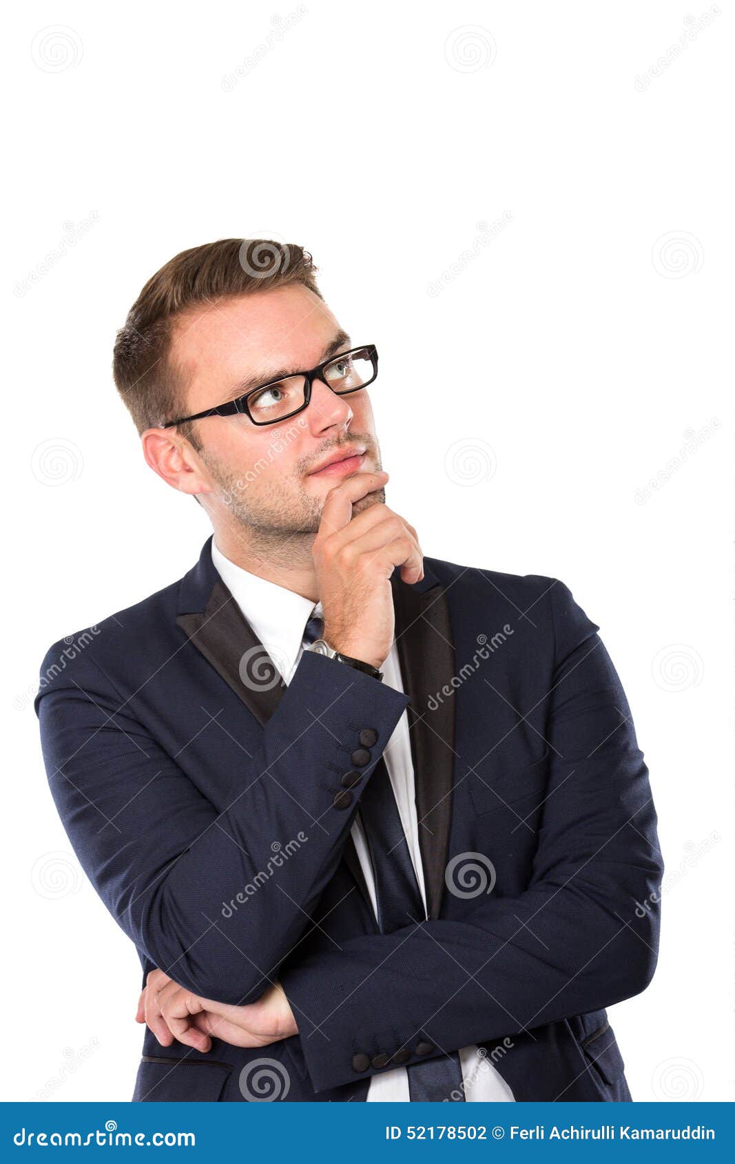Young Businessman Thinking, Isolated Stock Photo - Image of occupation ...