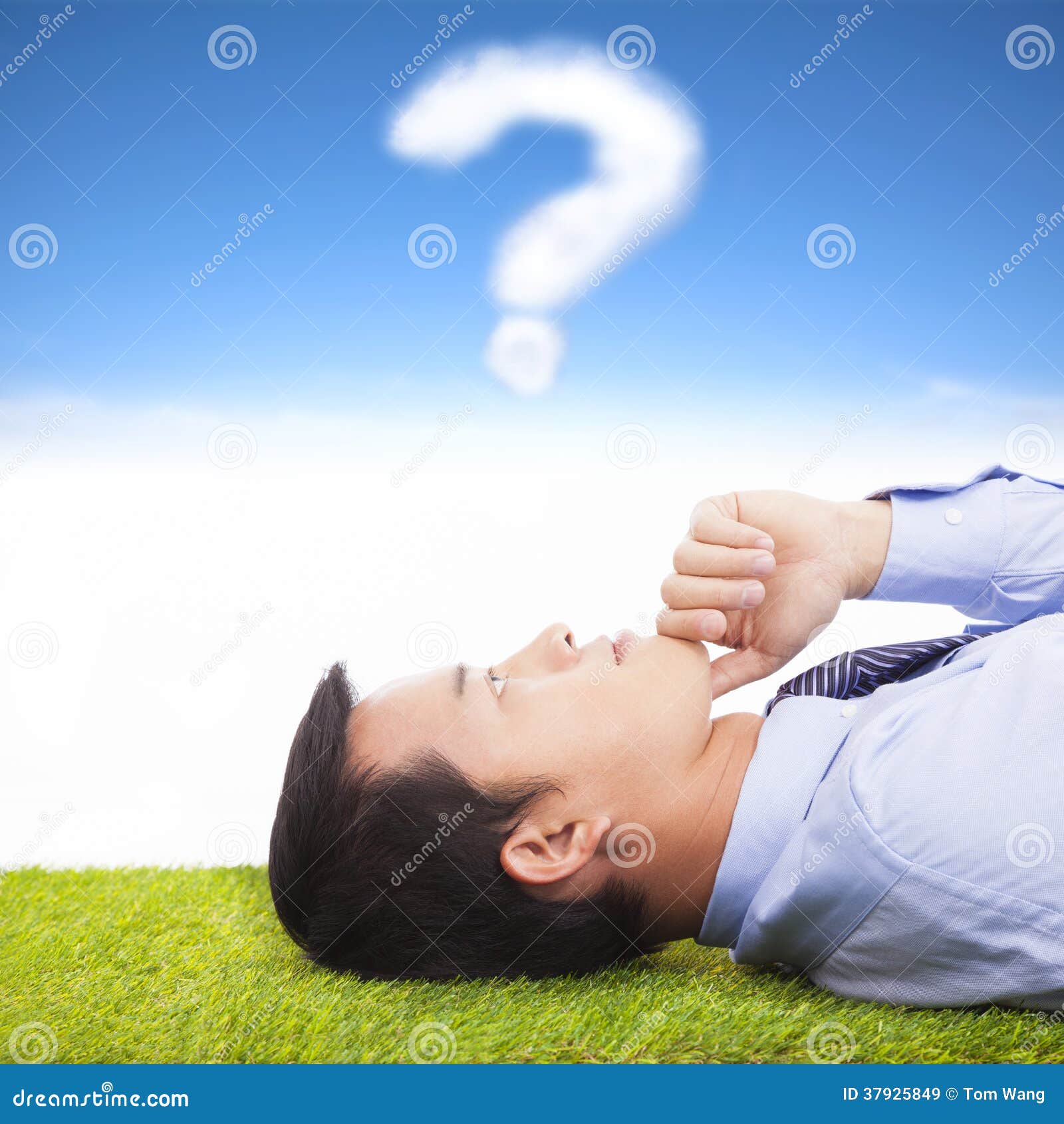 Young Businessman Thinking with Query Symbol Stock Image - Image of ...