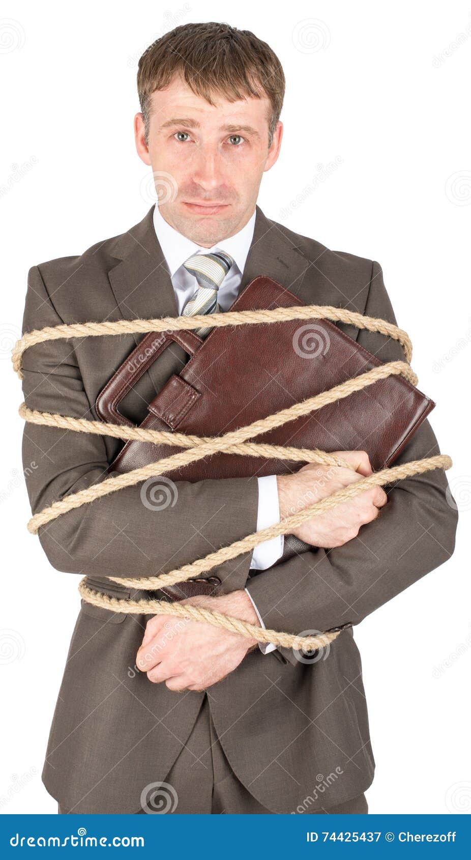 Young Businessman Tied with Ropes Stock Image - Image of person, people ...