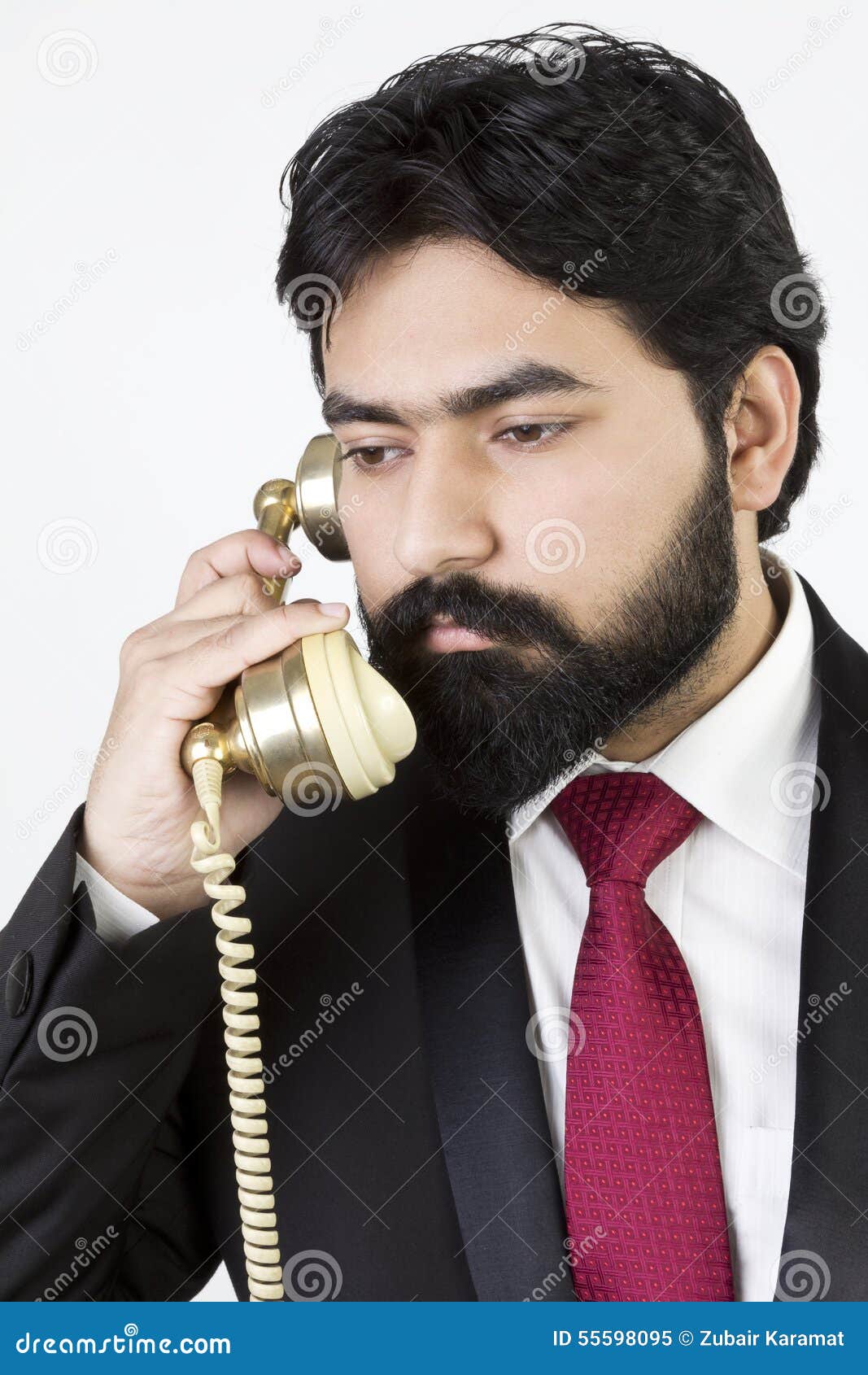 Young Businessman Using Vintage Telephone Stock Image - Image of ...