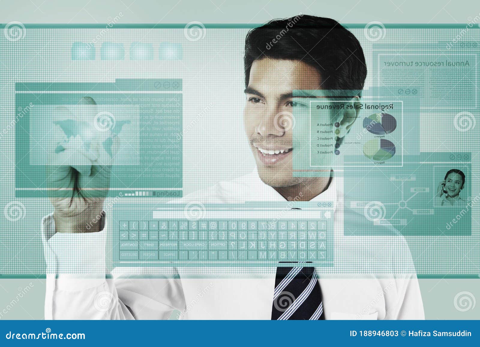 Young Businessman Using a Virtual Screen. Conceptual Image Stock Image ...