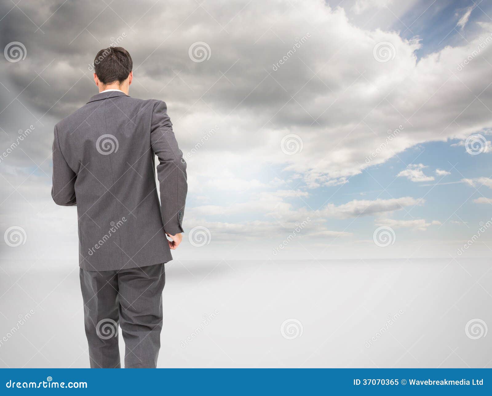 Young Businessman Walking Away from Camera Stock Image - Image of blue ...