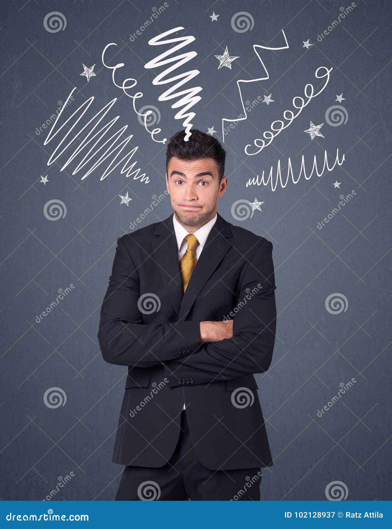 Businessman with scribbles stock image. Image of innovation - 102128937