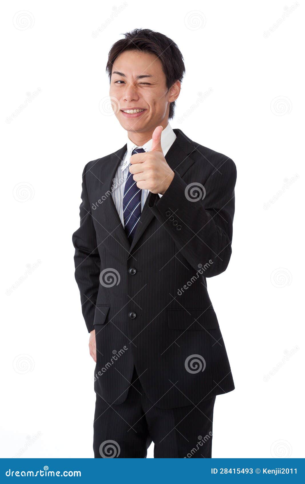 Young Businessman with a Wink and Thumbs Up Stock Image - Image of ...