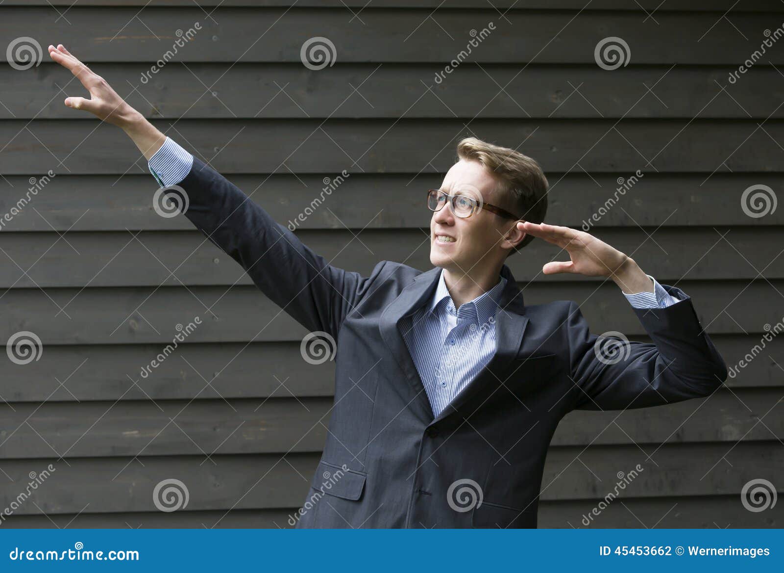 Young Businessman in Winner Pose Stock Photo - Image of confidence ...