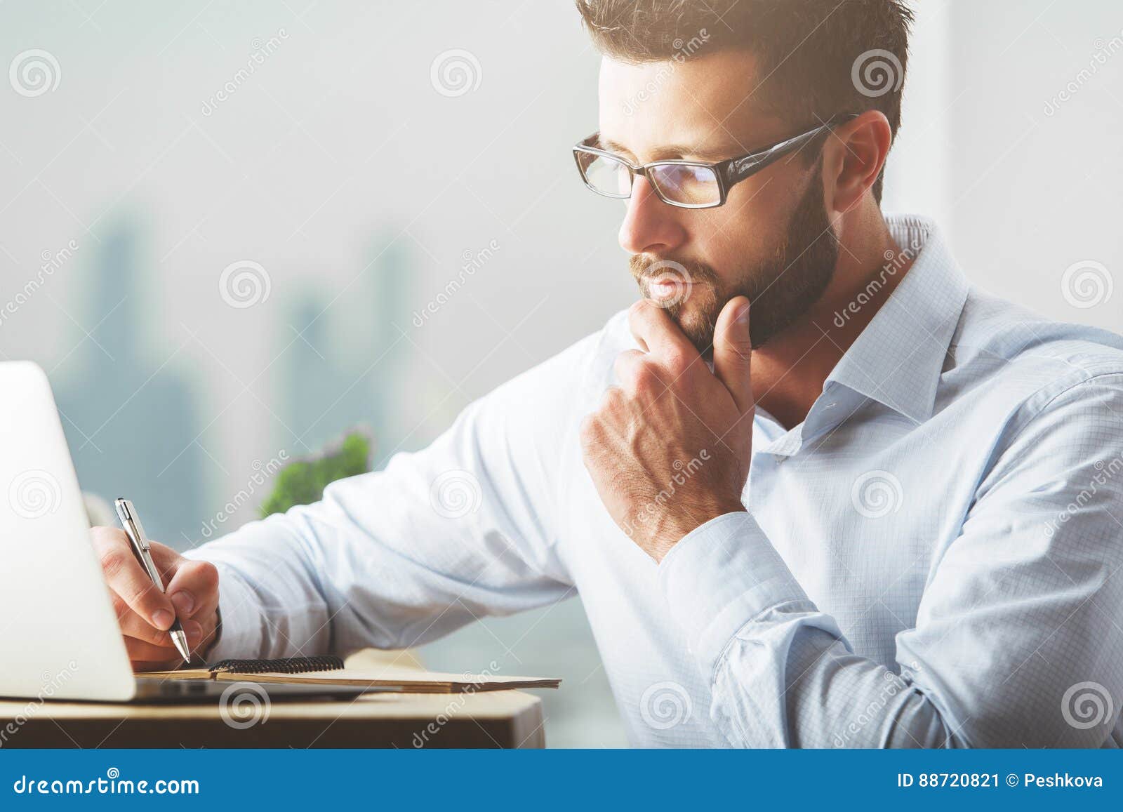 Young Businessman Working on Project Stock Image - Image of closeup ...