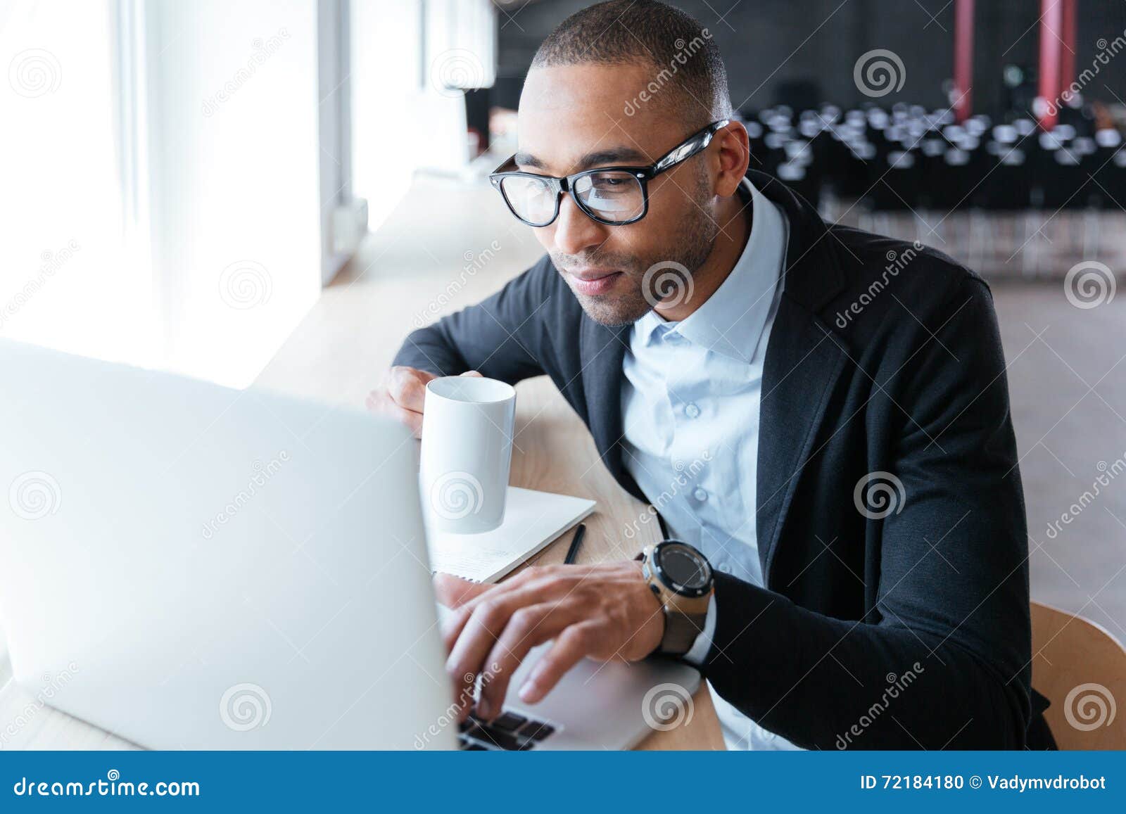 Young Businessman Working Using Laptop Computer Stock Photo - Image of ...