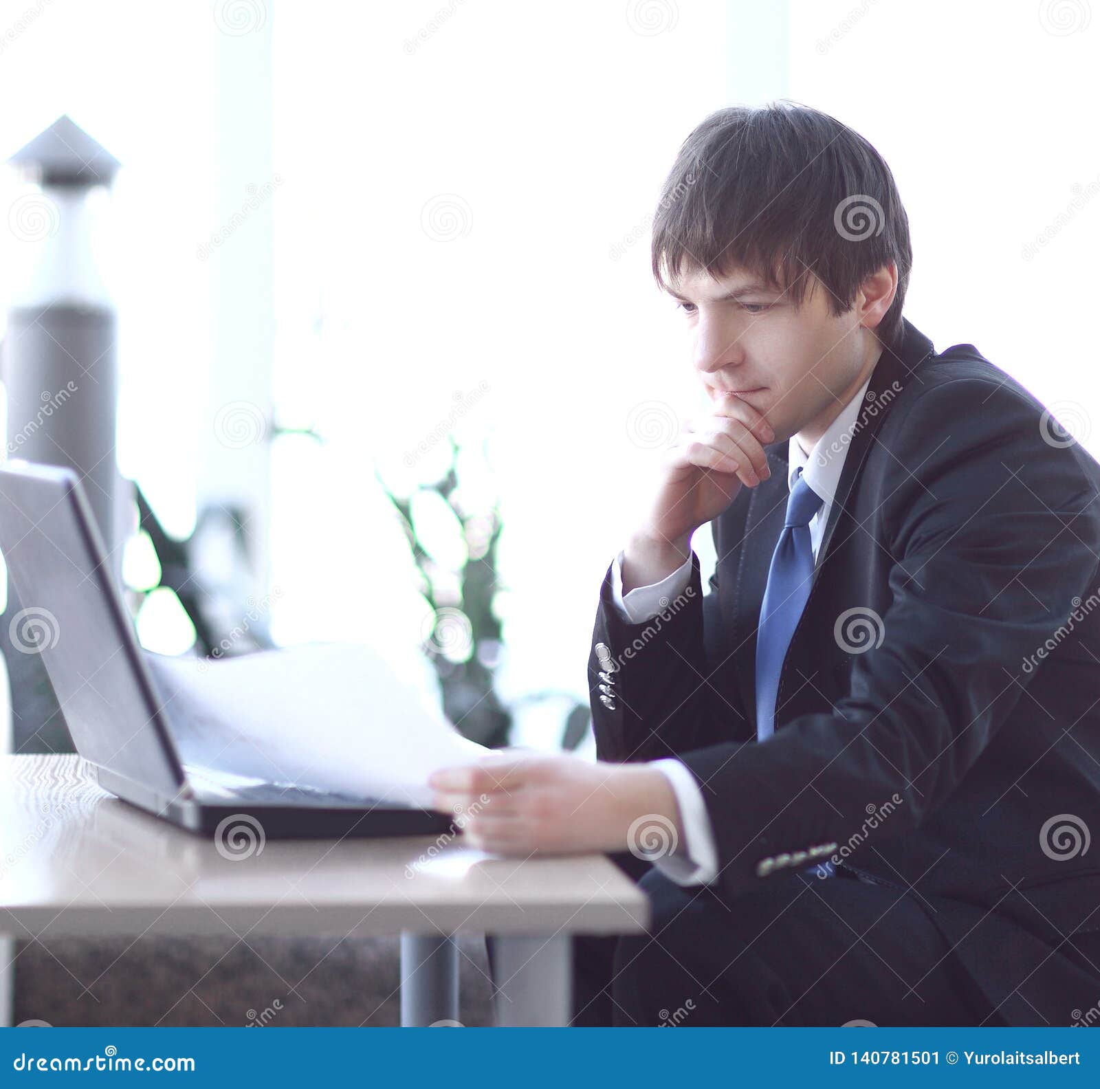 Young Businessman on Workplace in the Office Stock Image - Image of ...