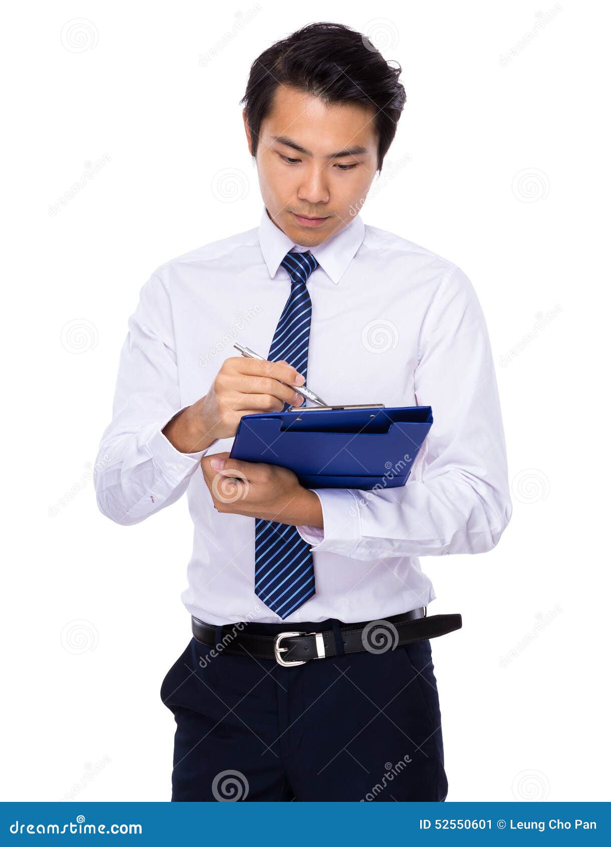 Young Businessman Write on Clipboard Stock Image - Image of clipboard ...