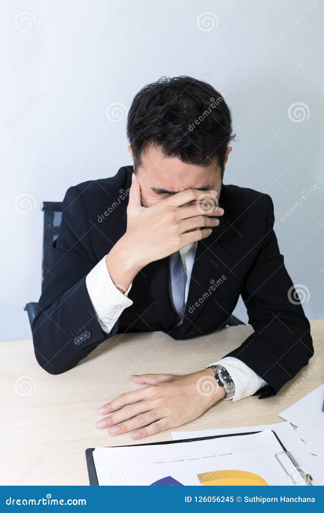 Young Businessman is 20-30 Years Old Strain and Worry at Office Stock ...