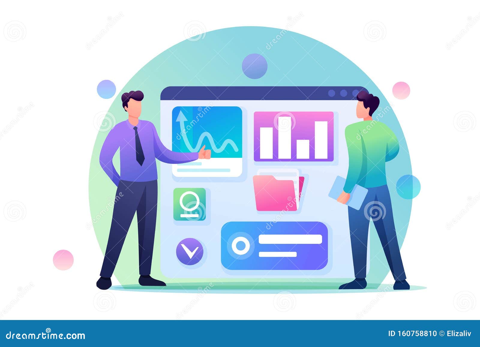 Young Businessmen Collect Data on the Internet. Concept of Data ...