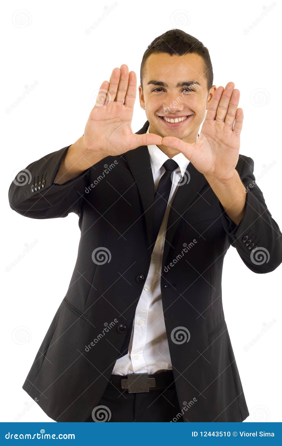 Young Businessmen Making a Hand Frame Stock Photo - Image of hand ...